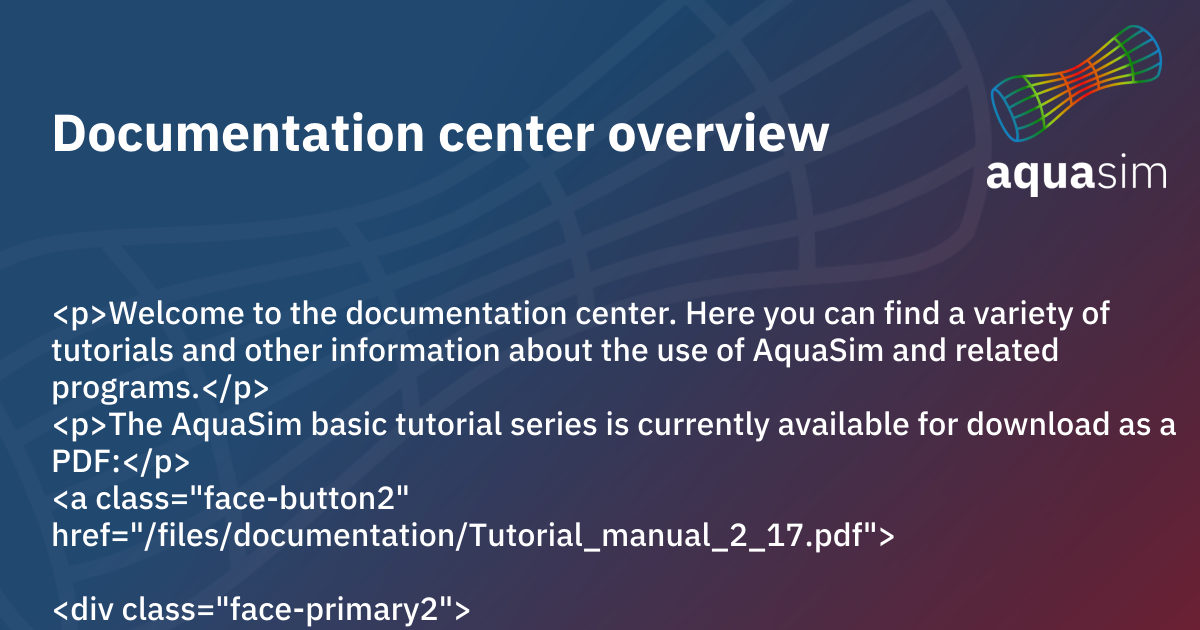 Documentation center overview | AquaSim