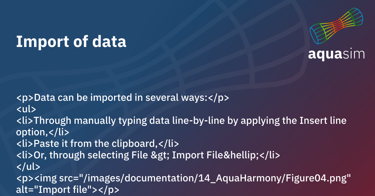 Import of data | AquaSim