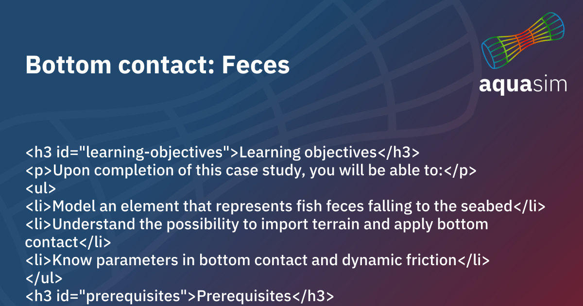 Bottom contact: Feces | AquaSim