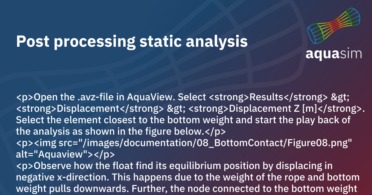 Post processing static analysis | AquaSim