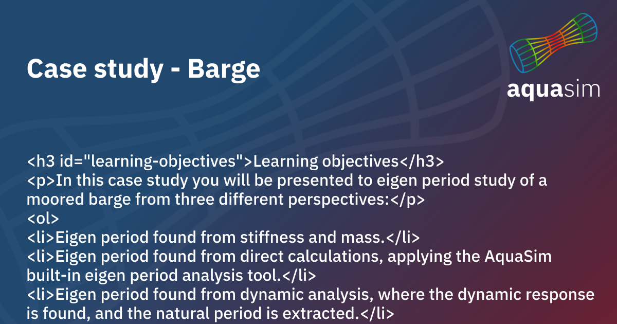 Case study - Barge | AquaSim