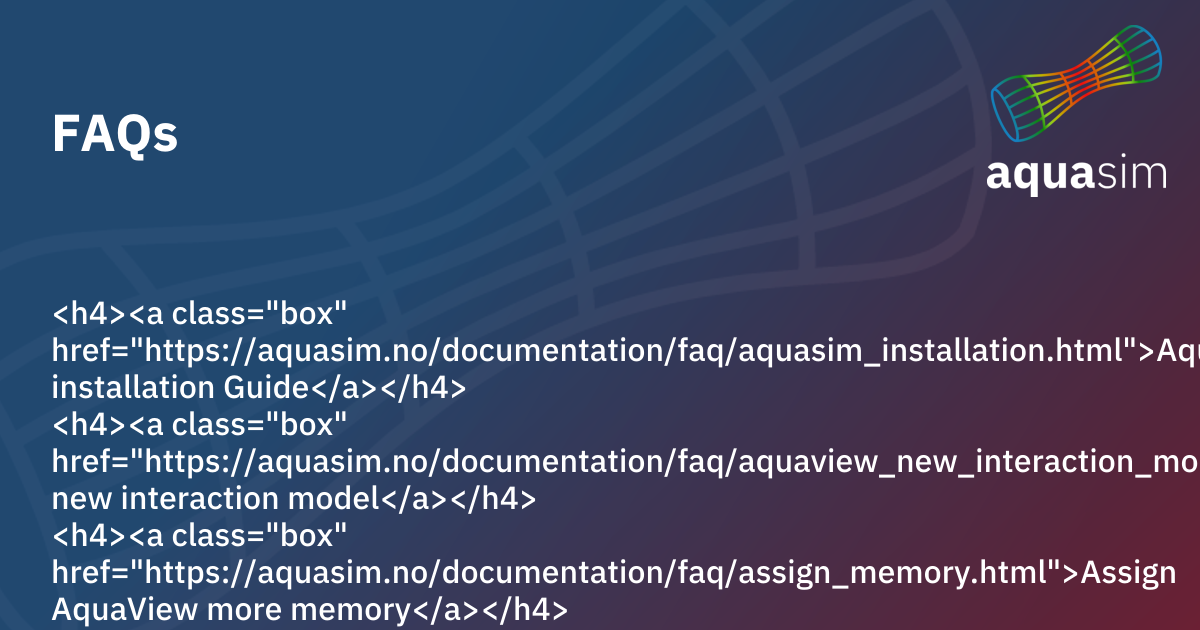 FAQs | AquaSim