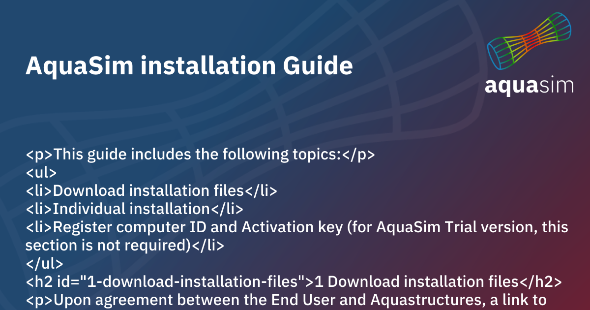 AquaSim installation Guide | AquaSim
