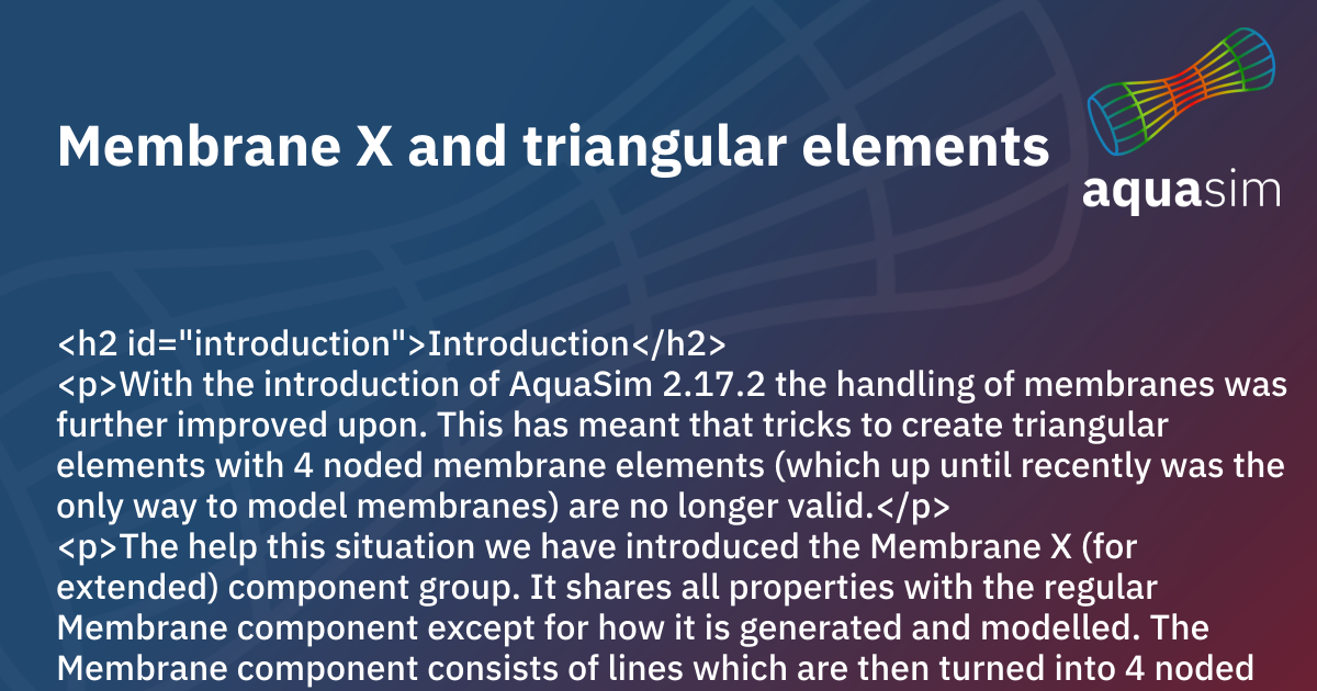 Membrane X and triangular elements | AquaSim
