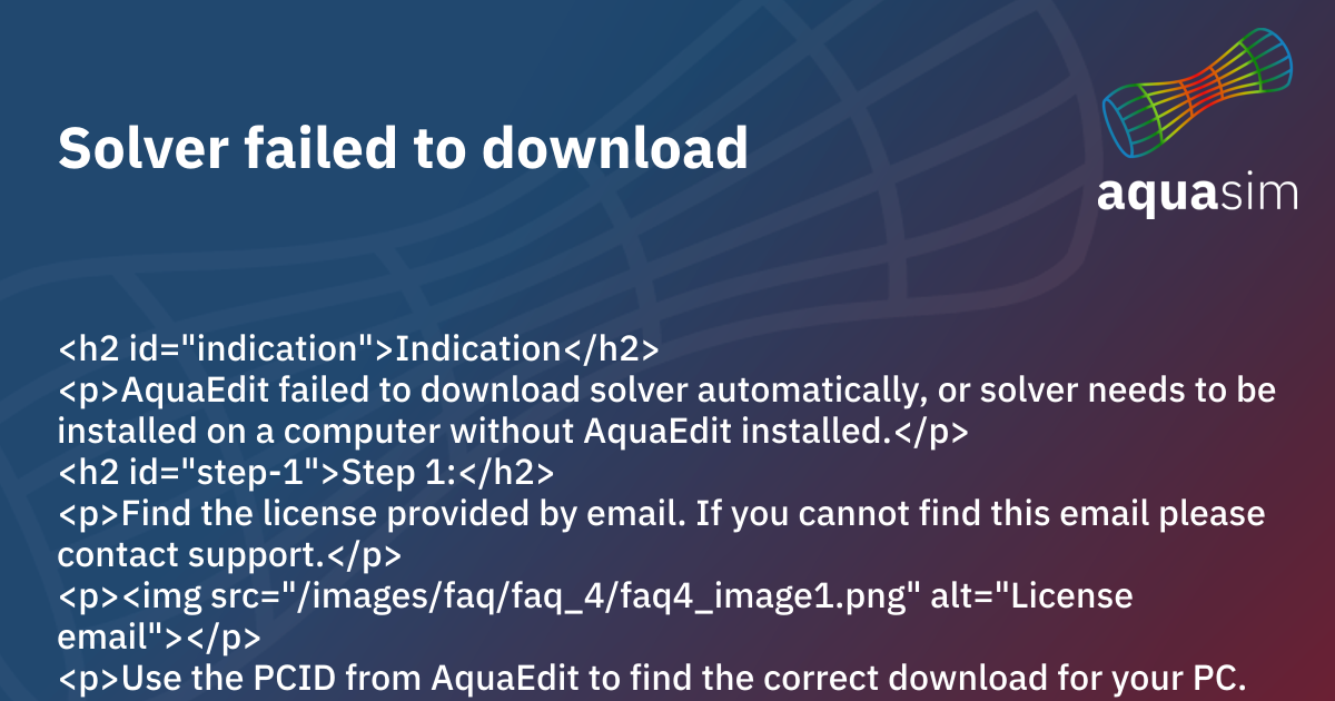 Solver failed to download | AquaSim