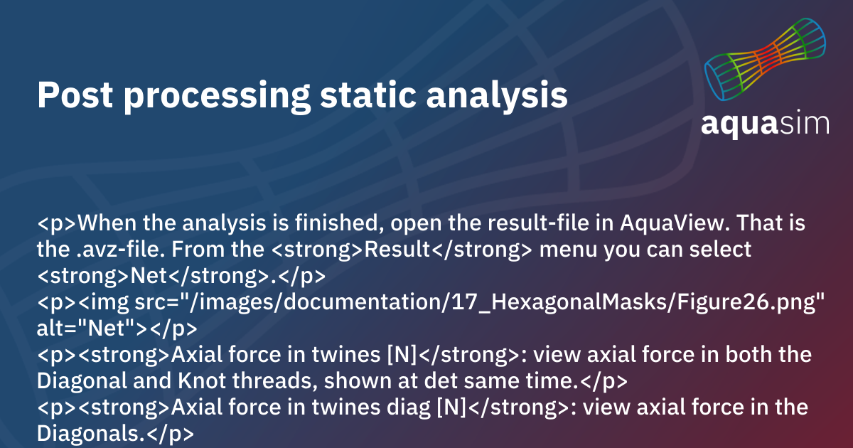 Post processing static analysis | AquaSim