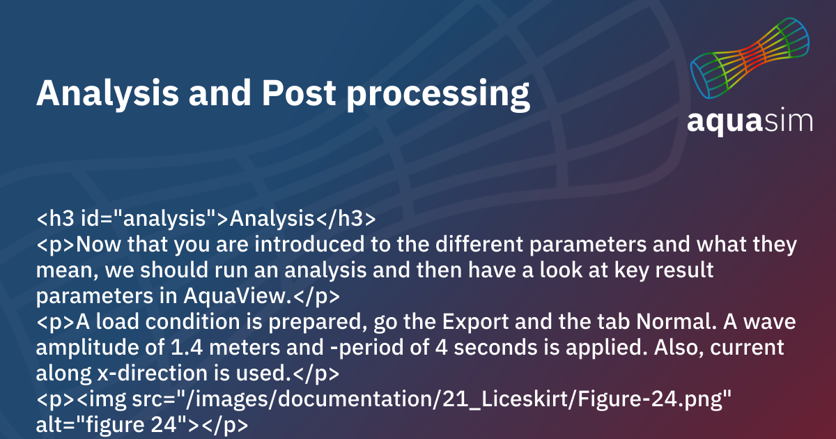Analysis and Post processing | AquaSim