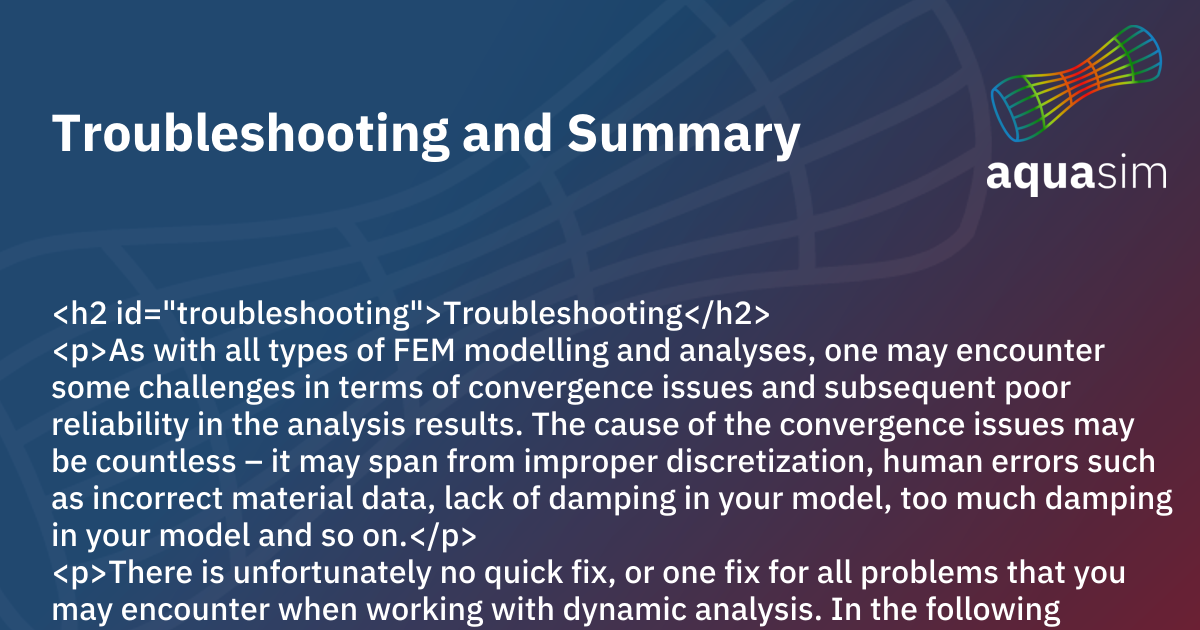 Troubleshooting and Summary | AquaSim