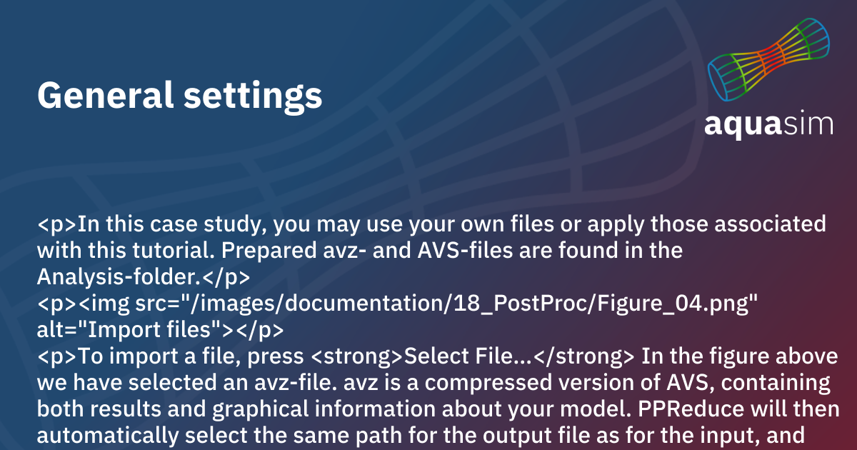 General settings | AquaSim