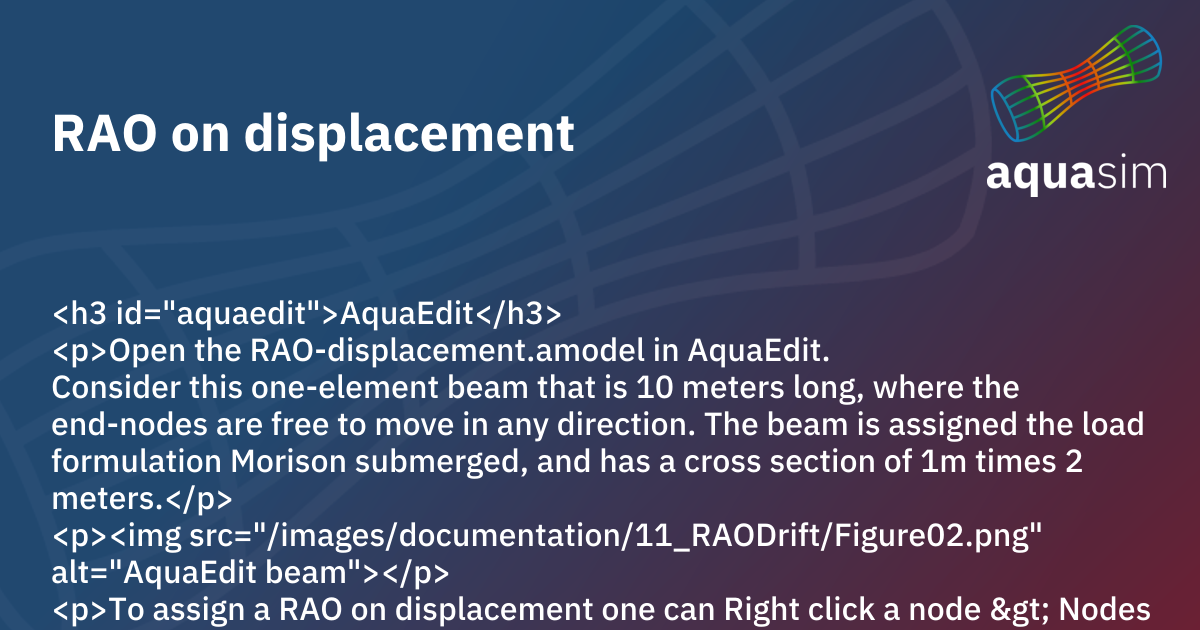 RAO on displacement | AquaSim