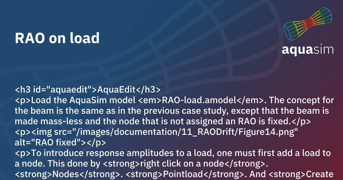 RAO on load | AquaSim