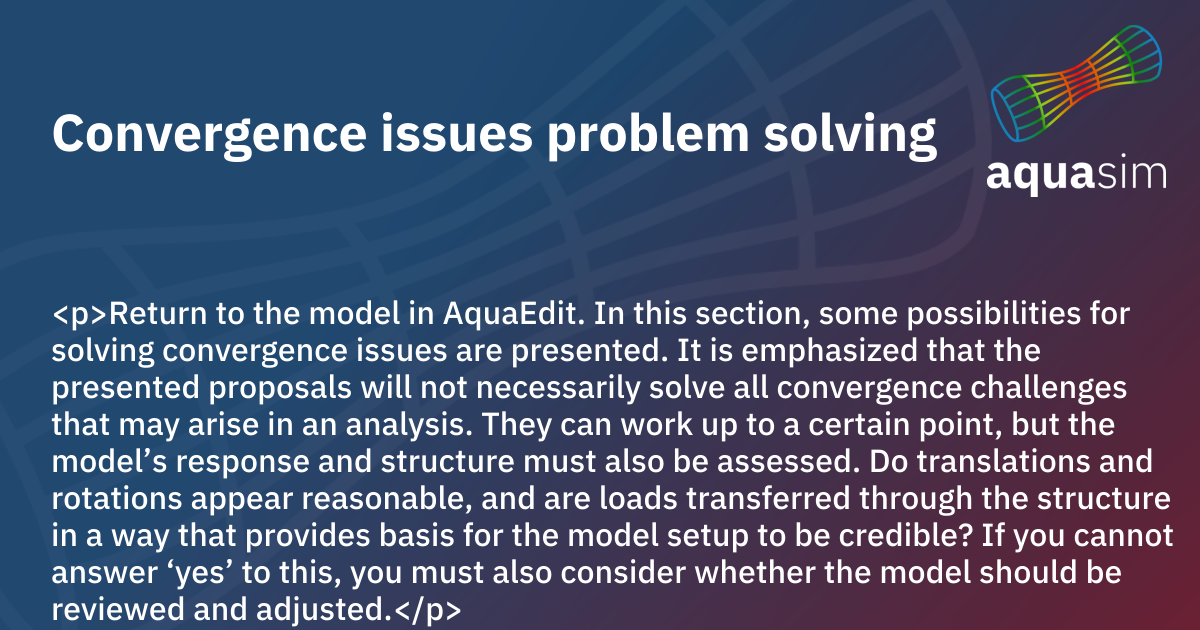 Convergence issues problem solving | AquaSim