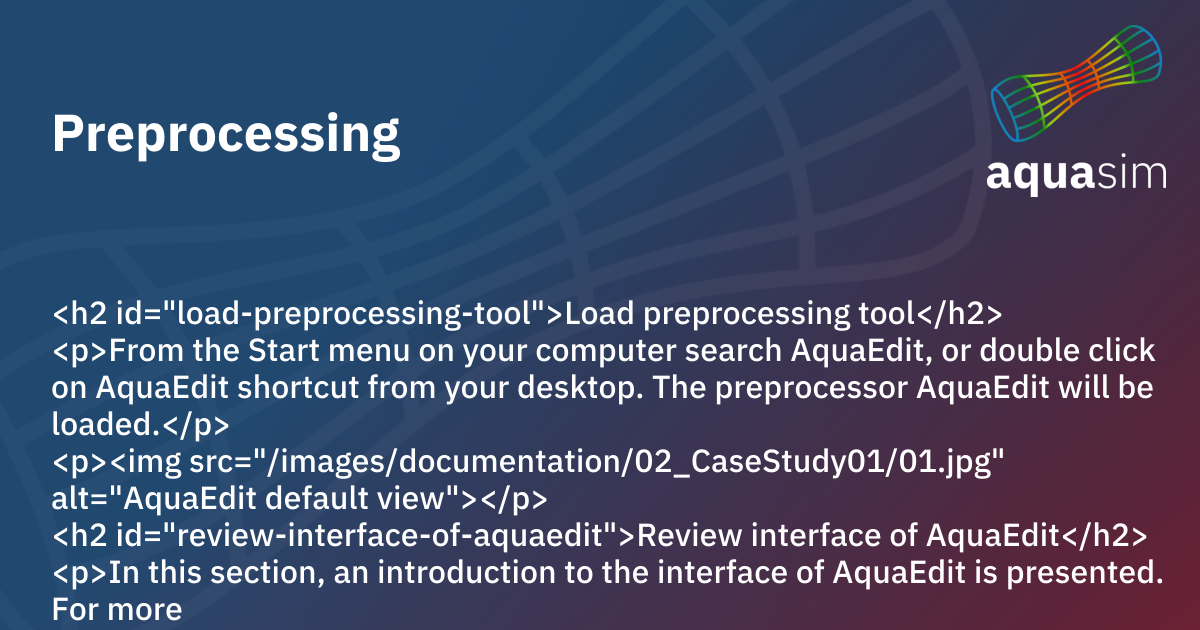 Preprocessing | AquaSim