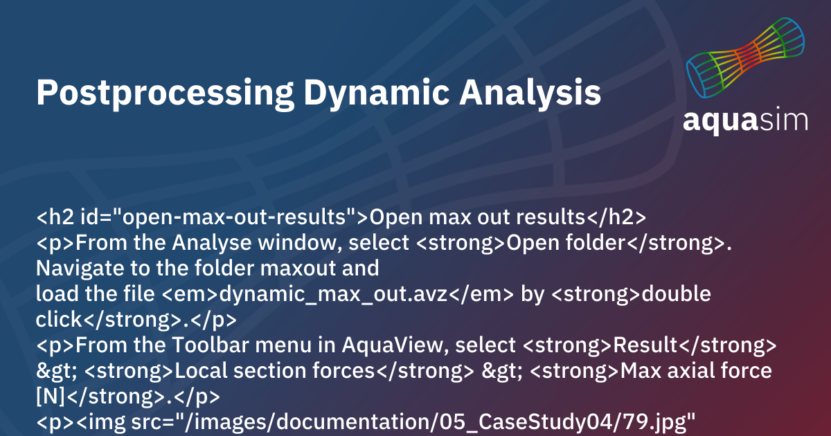 Postprocessing Dynamic Analysis | AquaSim