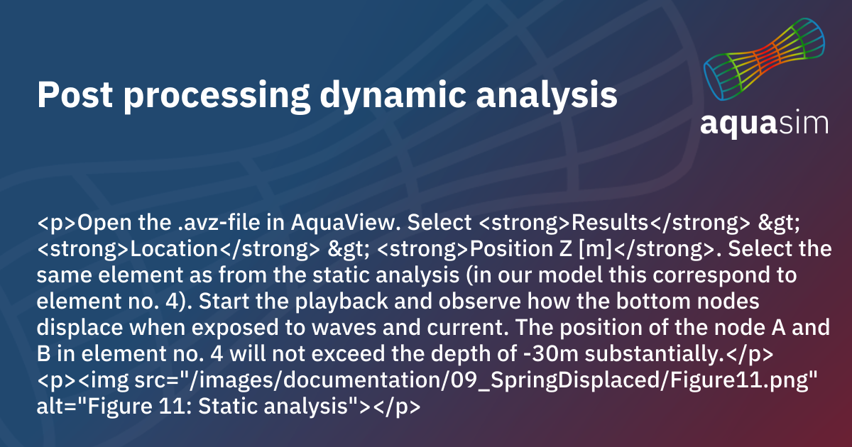 Post processing dynamic analysis | AquaSim