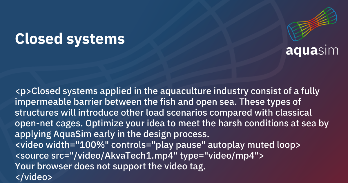 Closed systems | AquaSim