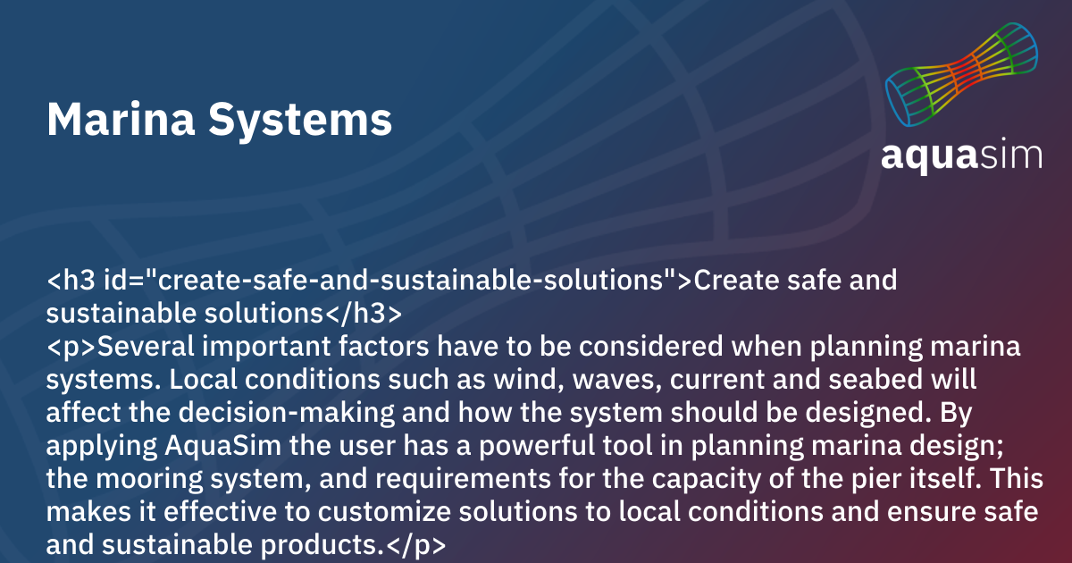 Marina Systems | AquaSim